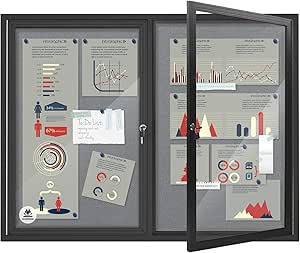 Amazon.com : Weatherproof Enclosed Bulletin Board 44x32 Inch, Lockable ...