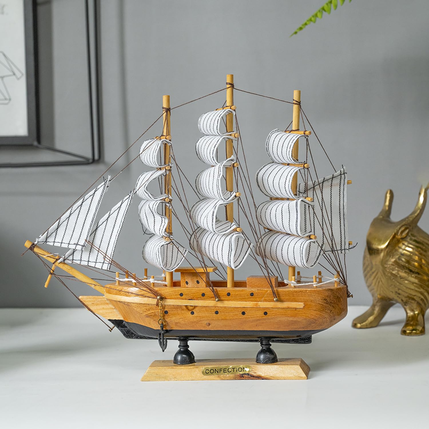 MARKET 99 Wooden Sailing Boat Nautical Ornament | Showpiece for Home ...