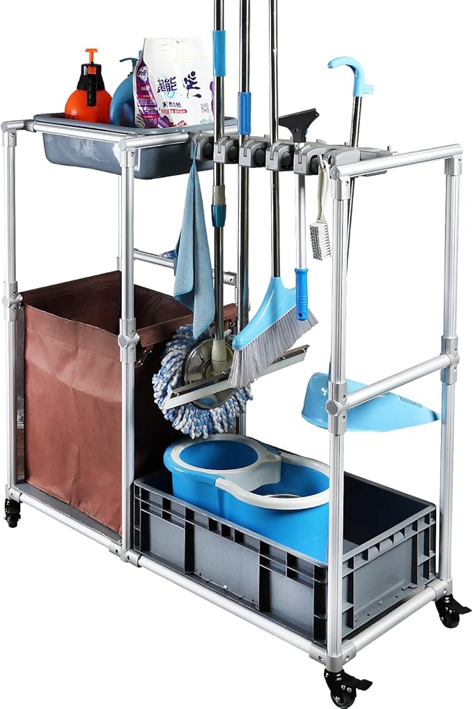 Janitorial cart Rolling Cleaning cart on Wheels for Cleaning Supplies ...
