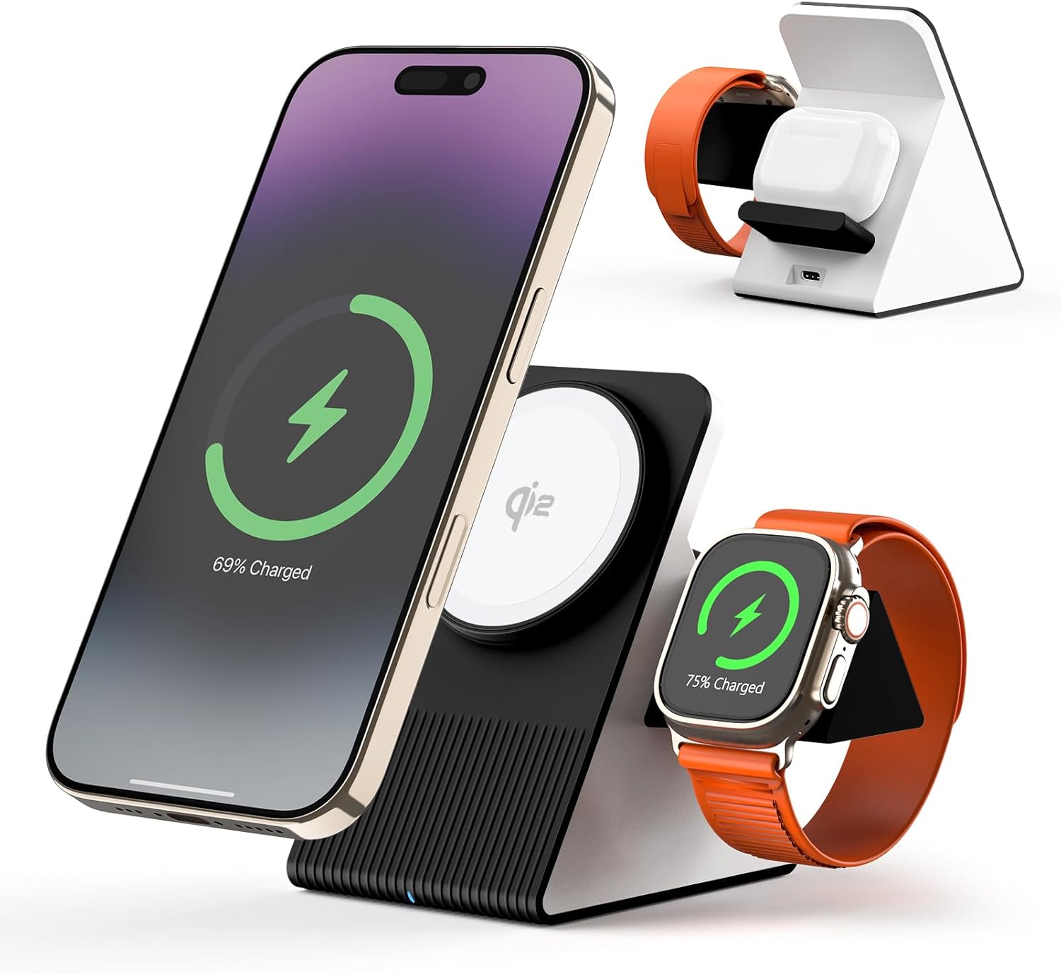 Amazon.com: QI2 3 in 1 Wierless Charging Station, 15W Ultra-Fast ...