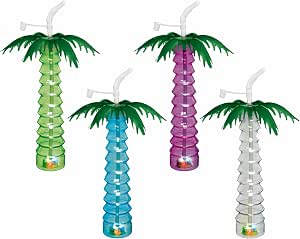 Amazon.com: Light Up Palm Tree Cup With Straw - 16 Oz | Party-Ready ...
