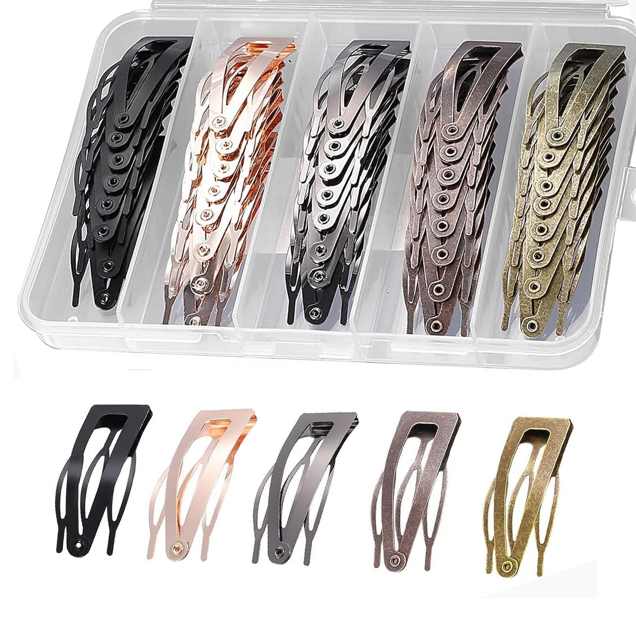 Amazon.com : 40 Pieces Snap Hair Clips Double Grip Hair Clips Barrettes ...