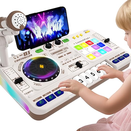 Amazon.com: Kids DJ Mixer Board Controller Toy Set with Turntable ...