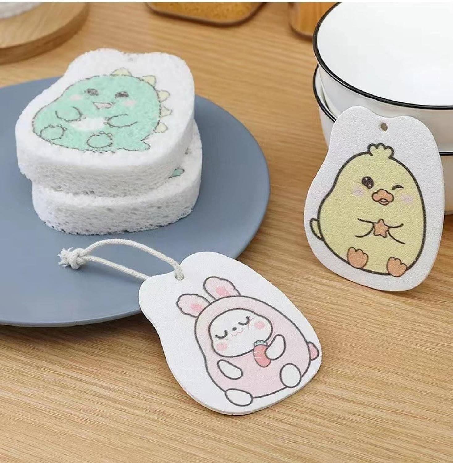 Amazon.com: Cute pet wood pulp cotton scouring pad dishwashing sponge ...