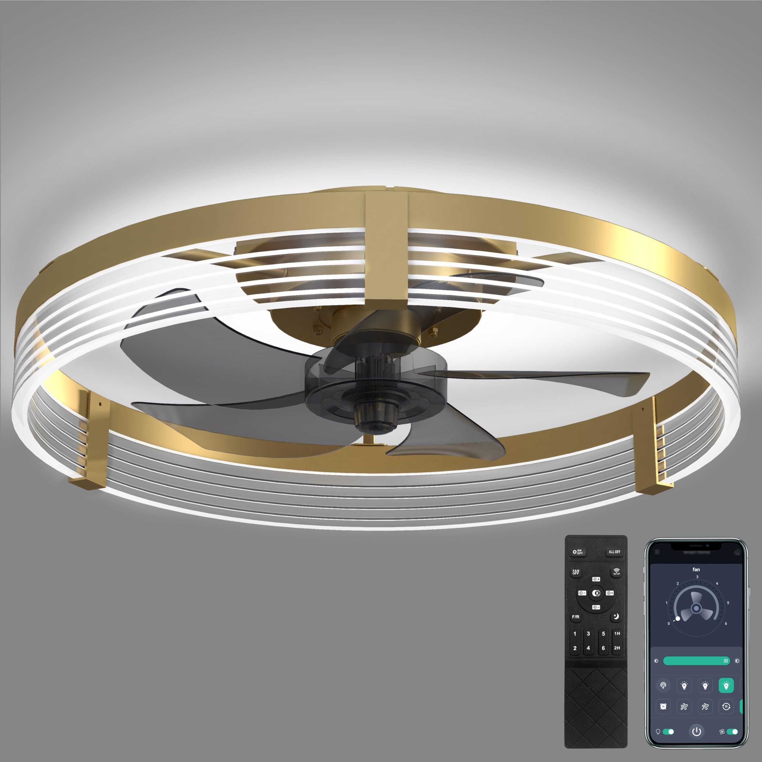 Amazon.com: GOSONKT 19.7" Low Profile Ceiling Fan with Lights and ...