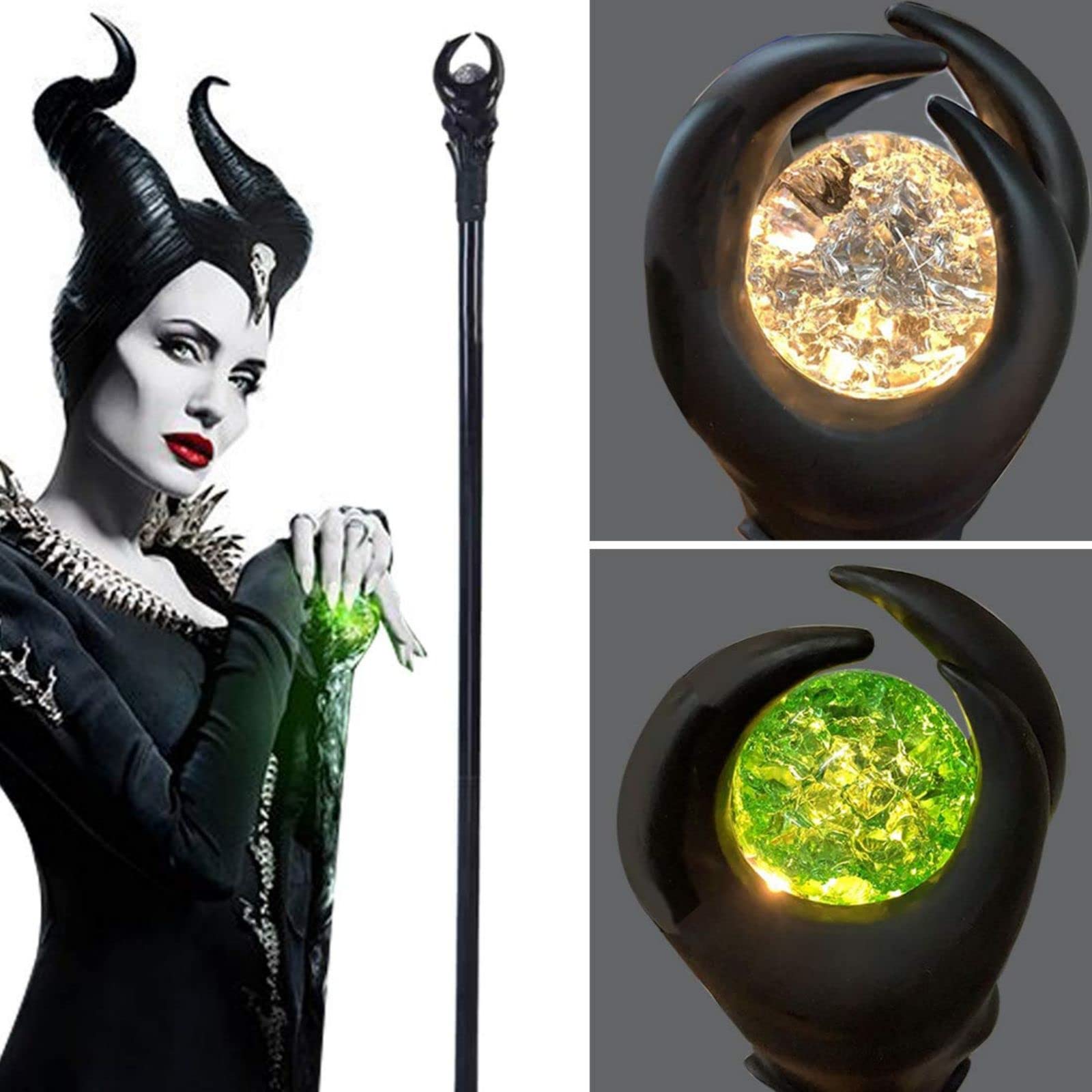 Evil Queen Wands Magic Light Up Colored Scepter Wizard Witch Props (Orange)