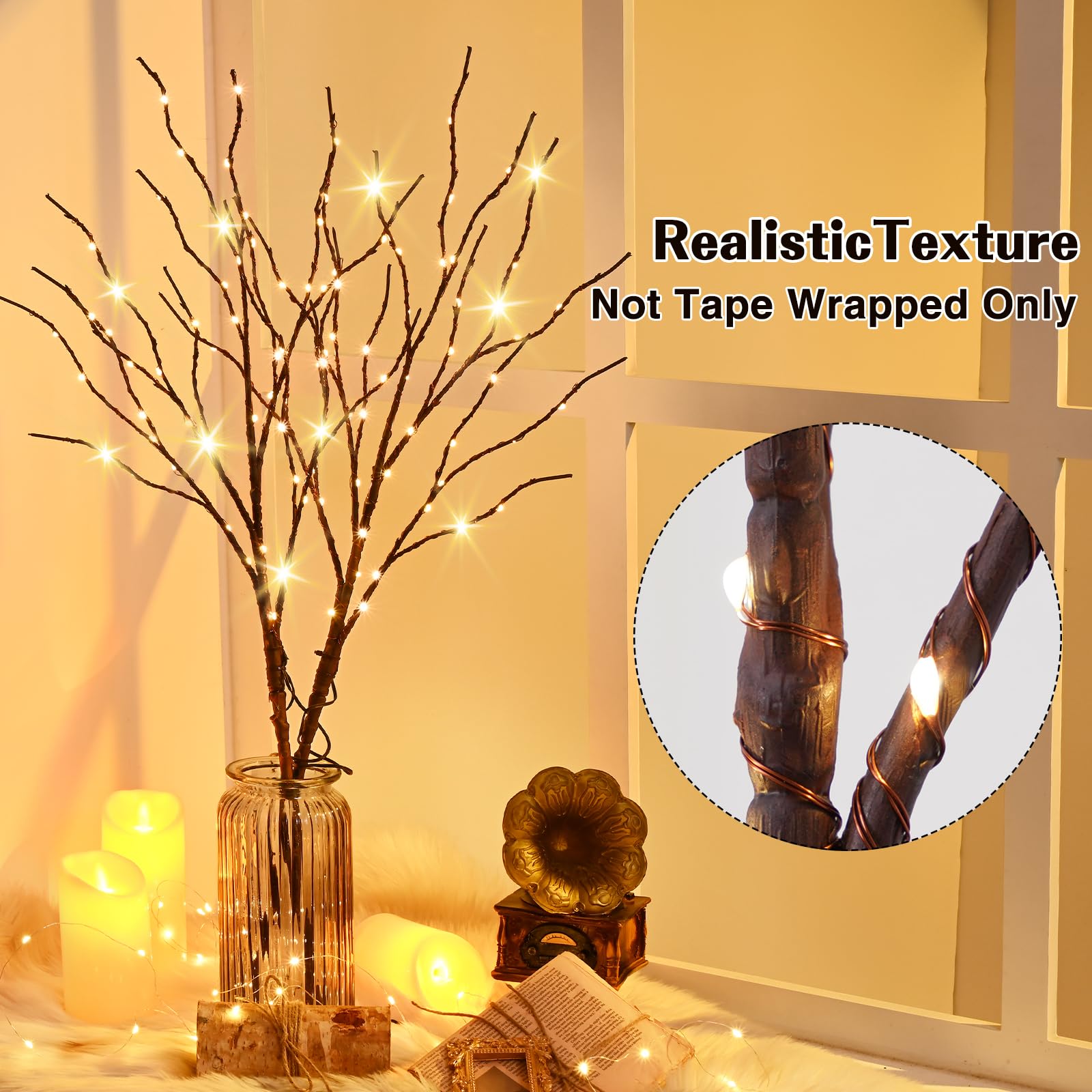 Light Up Branches Centerpieces 4' Winter Flocked Pre Lit Tree With 40