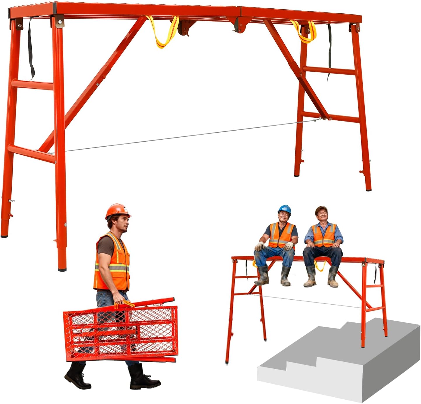 69X15 Scaffolding Platform, 5 Adjustable Heights(29.5"-46") Work ...