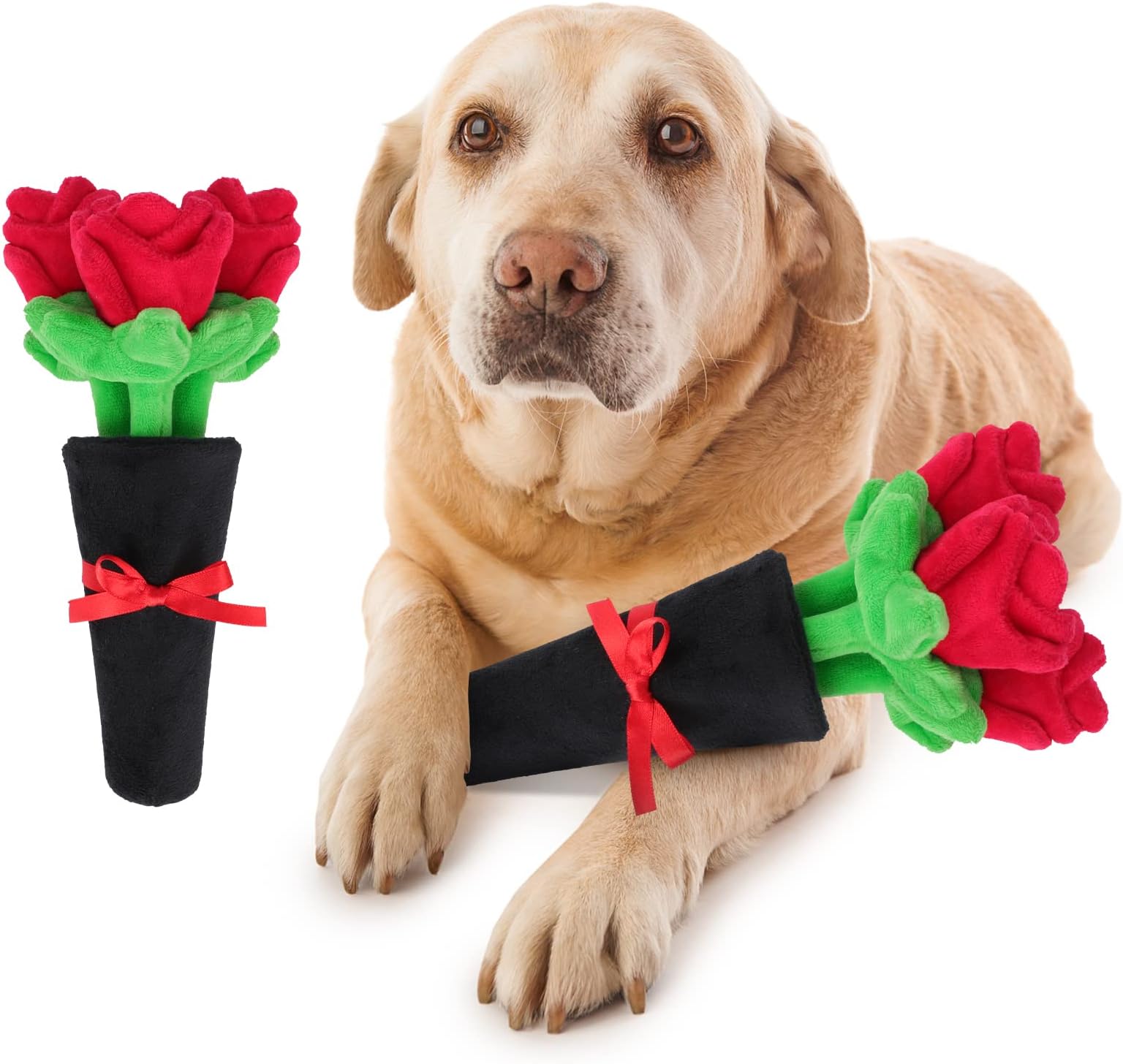 Amazon.com : BWOGUE Dog Valentines Toy, Rose Dog Toy Plush Bouquet with ...