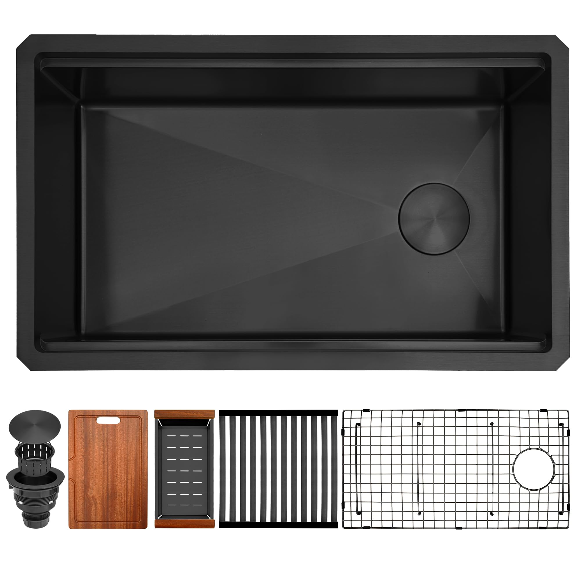 Lonsince Undermount Kitchen Sink 30 inch,Single Bowl Black Kitchen Sink ...