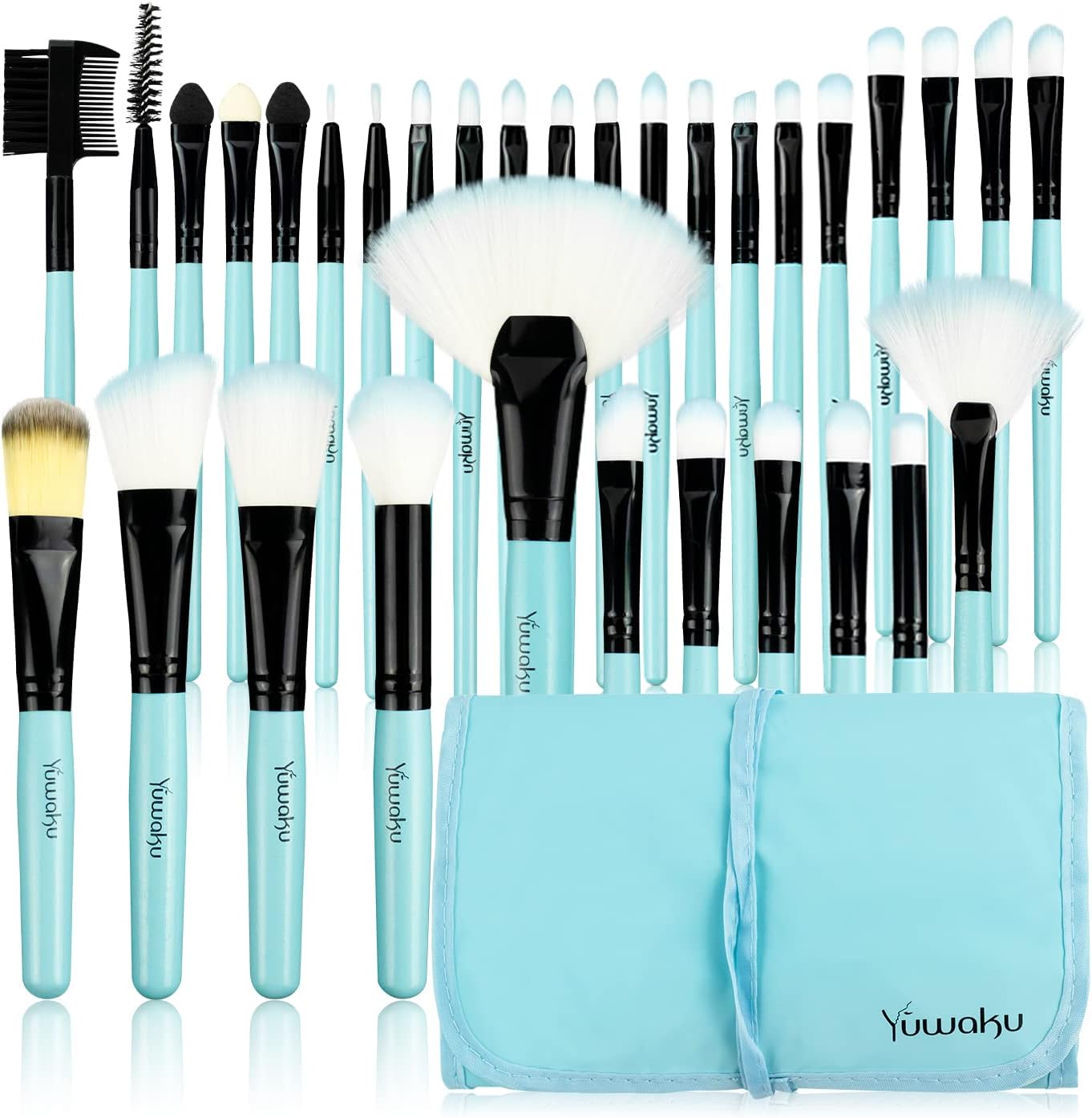 Amazon.com: Makeup Brushes Set, 32pcs Blue Premium Cosmetic Make Up ...