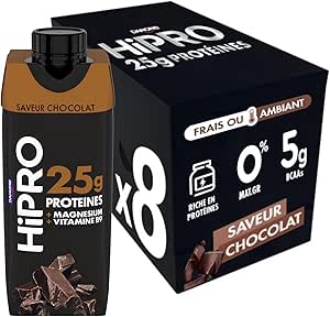 Hipro - Boisson protéinée goût chocolat - 330ml - Lot de 8x330ml ...