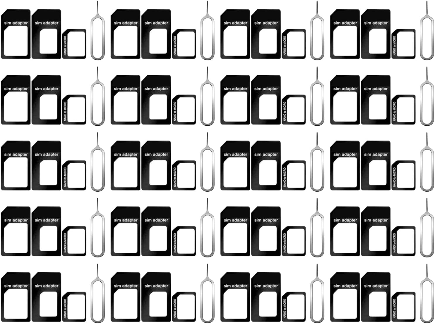 20 Pack SIM Card Adapter Kit, 4 in 1 Nano Micro Standard Converter Kit ...