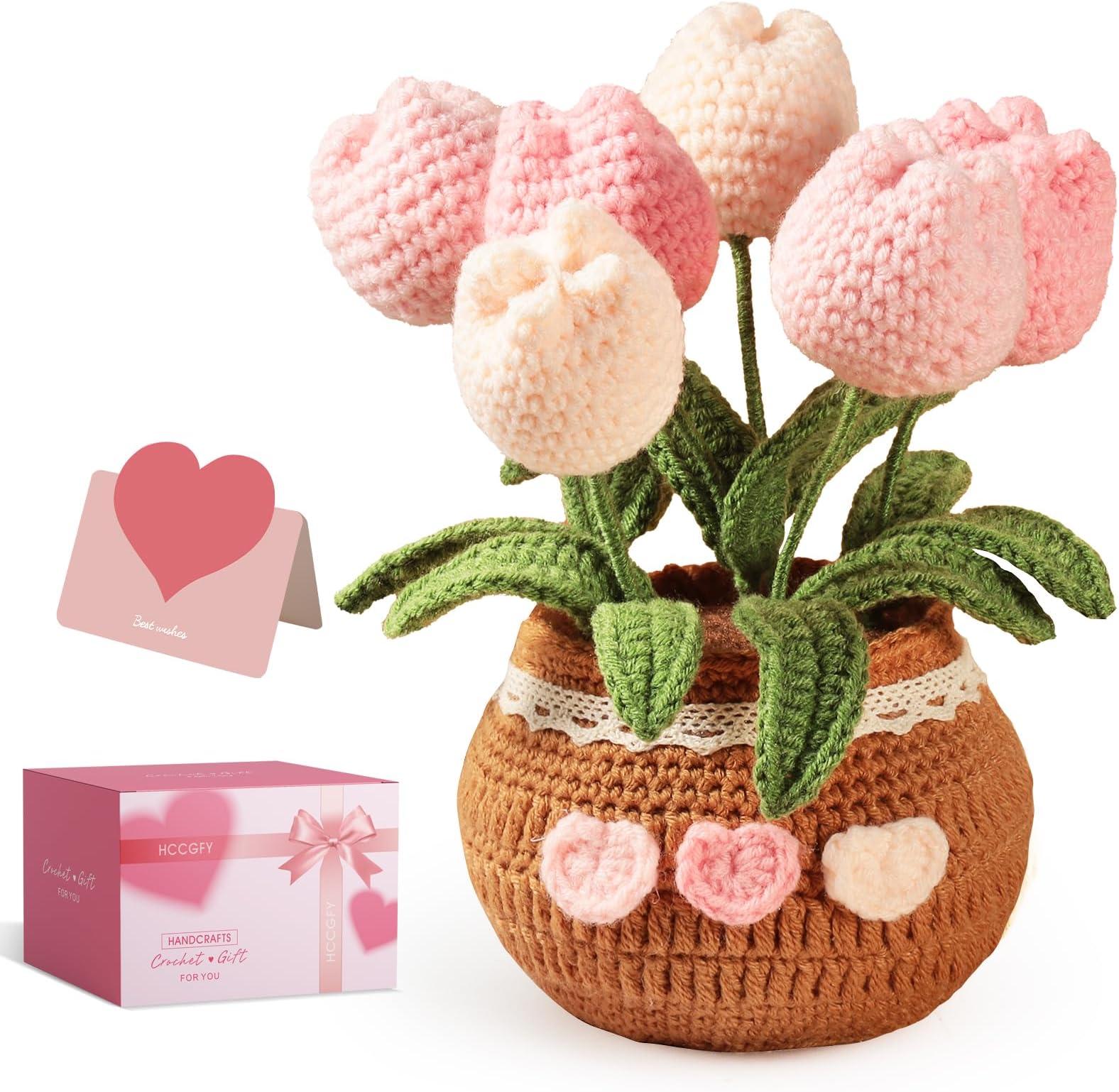 Amazon.com: Lutoku Cute Knitted Flower Plant, Kawaii Handmade Crochet ...