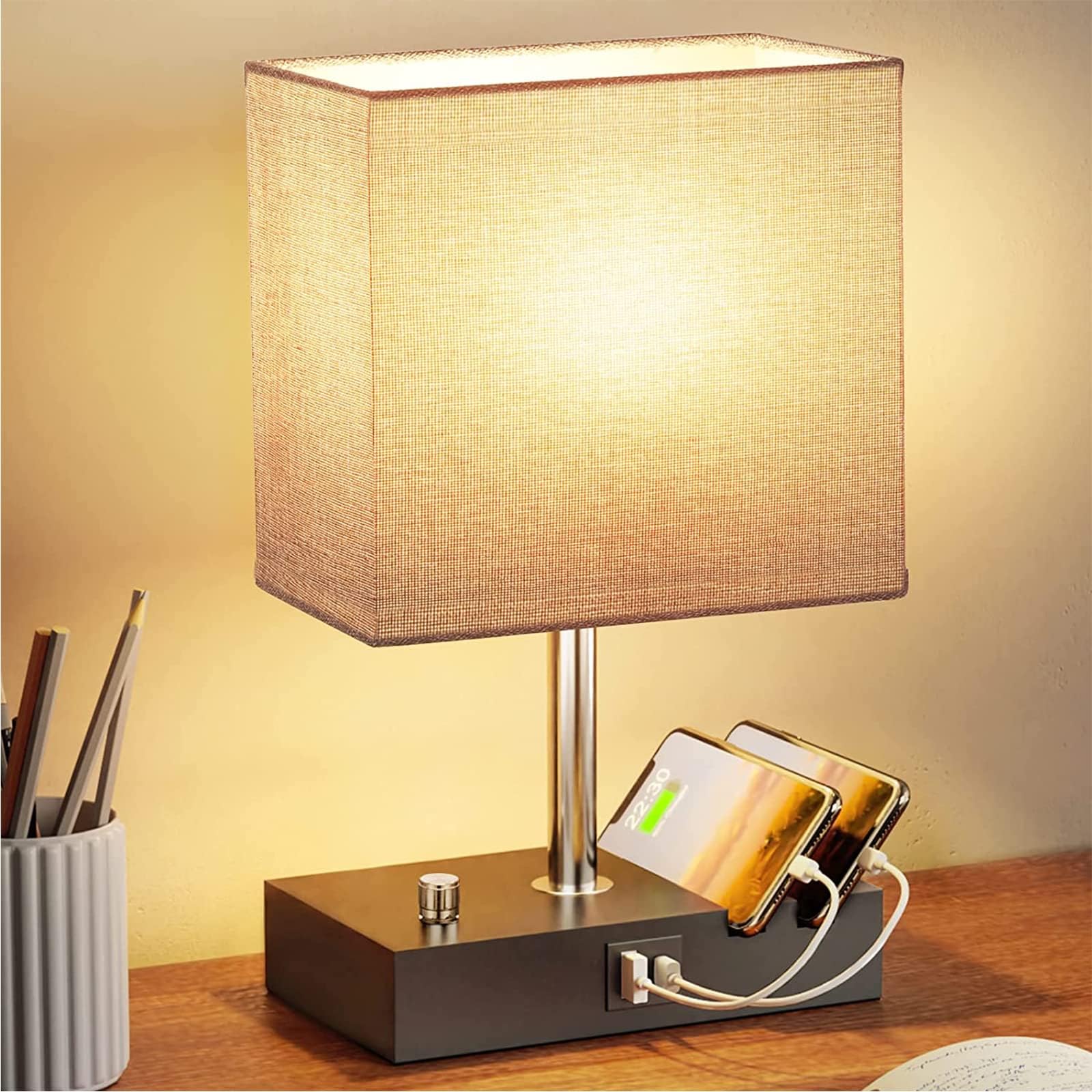 Dimmable Table Lamp for Bedroom, Touch Control Bedside Lamps for ...