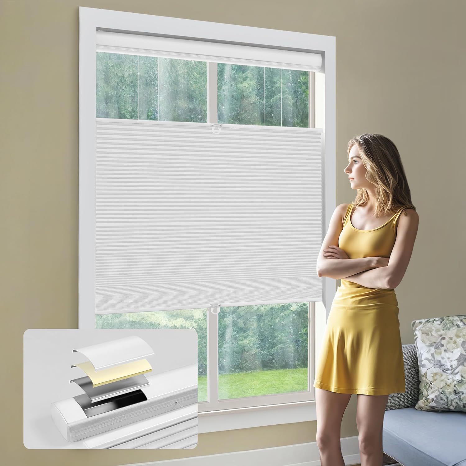Amazon.com: Unishades Top Down Bottom Up Cellular Shades Cordless ...