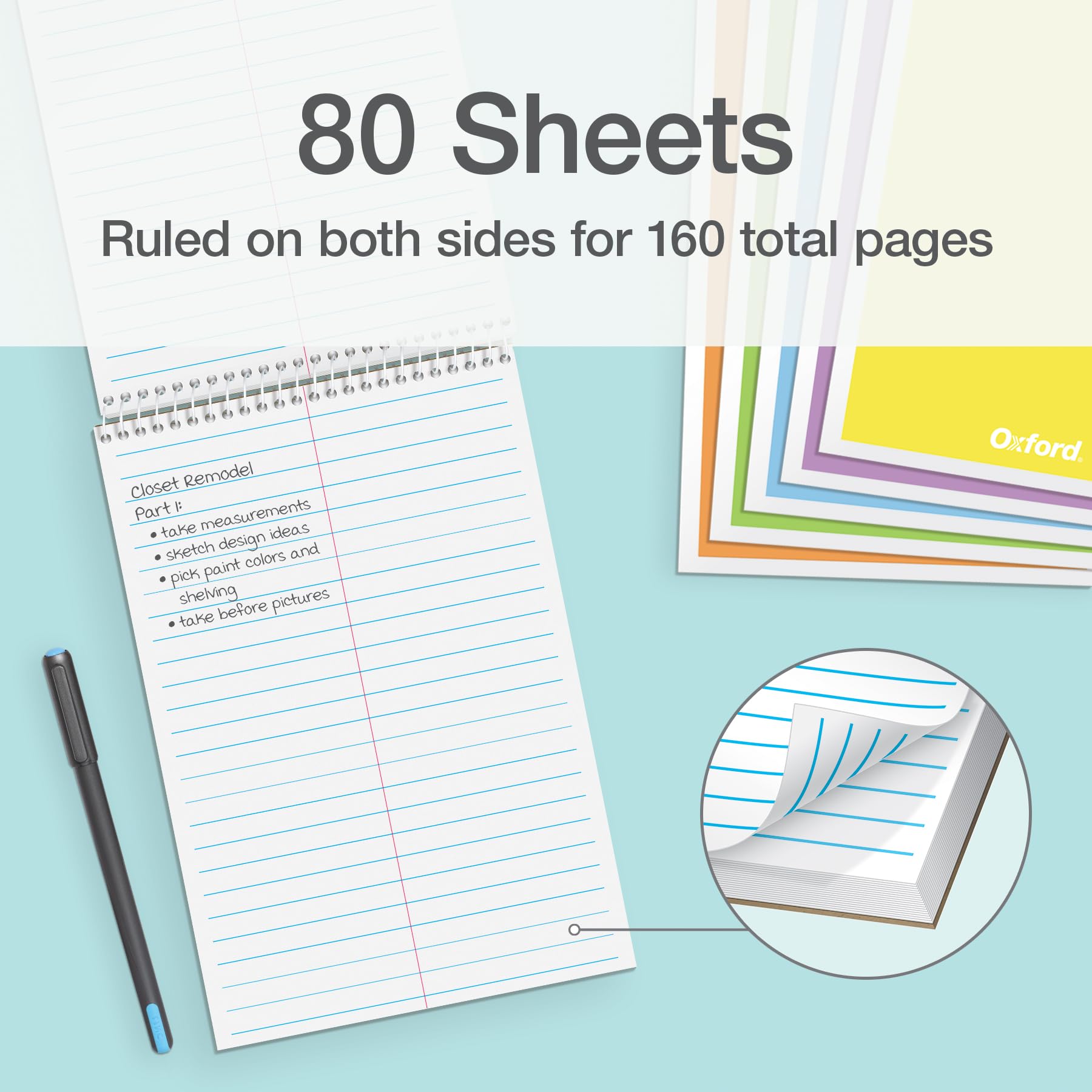 Snapklik.com : Oxford Steno Spiral Notebooks, Top Bound Steno Pads, 6x9 ...