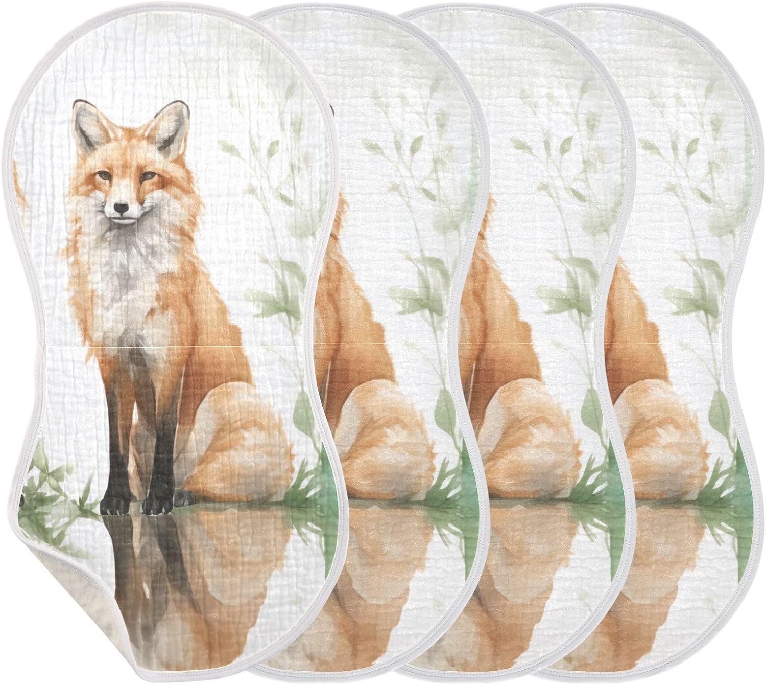 UMIRIKO Cute Fox Animal Burp Cloths for Baby Boys Girls 4 Pack Burping ...