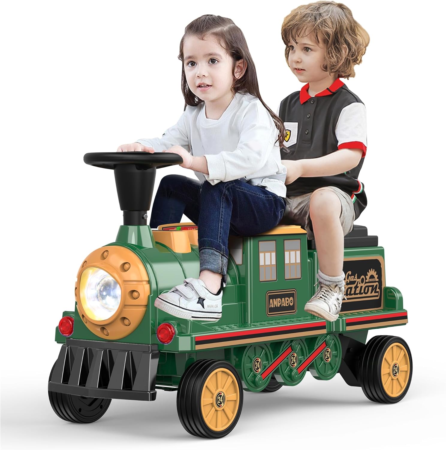 Amazon.com: ANPABO 2-Seater Ride On Train Trackless, 12V Kids Car with ...