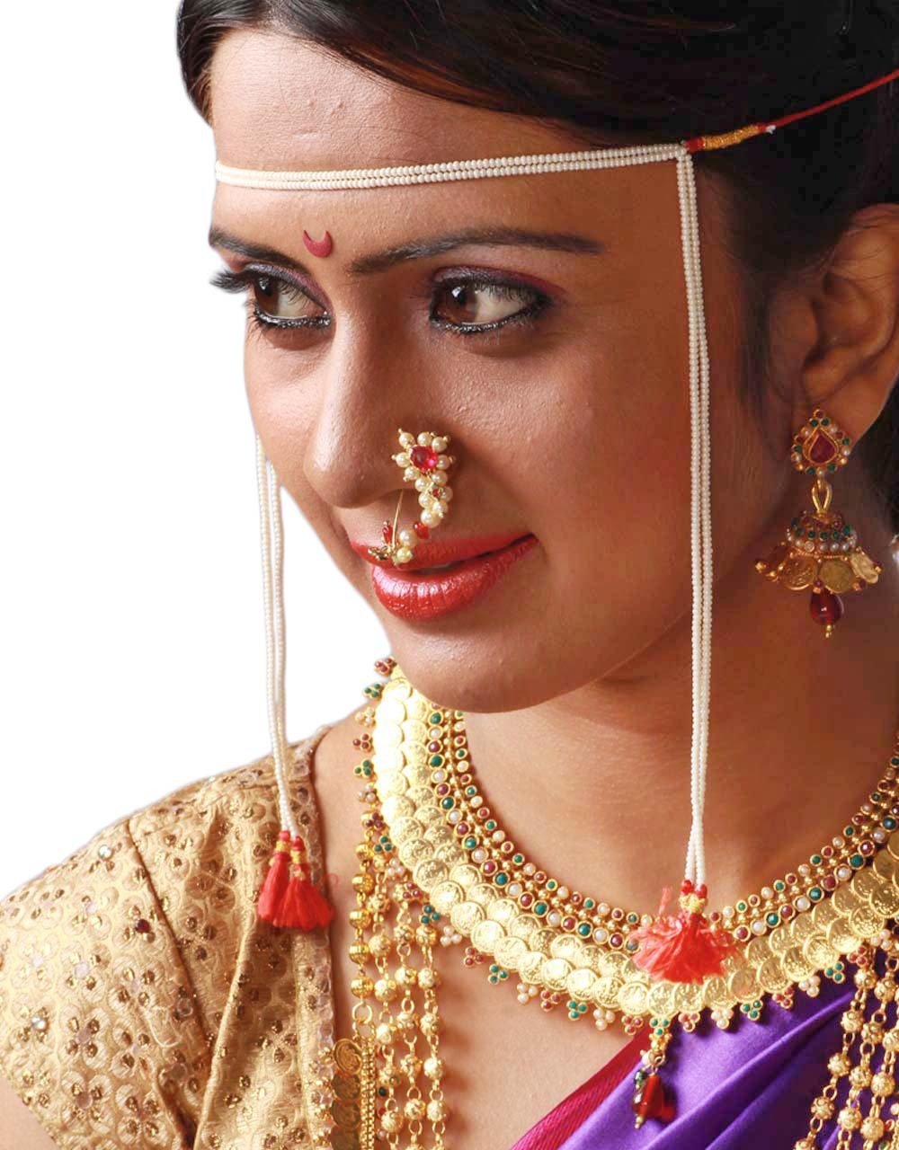 Anuradha Art Golden Traditional Maharashtrian Mundavalya for Women ...