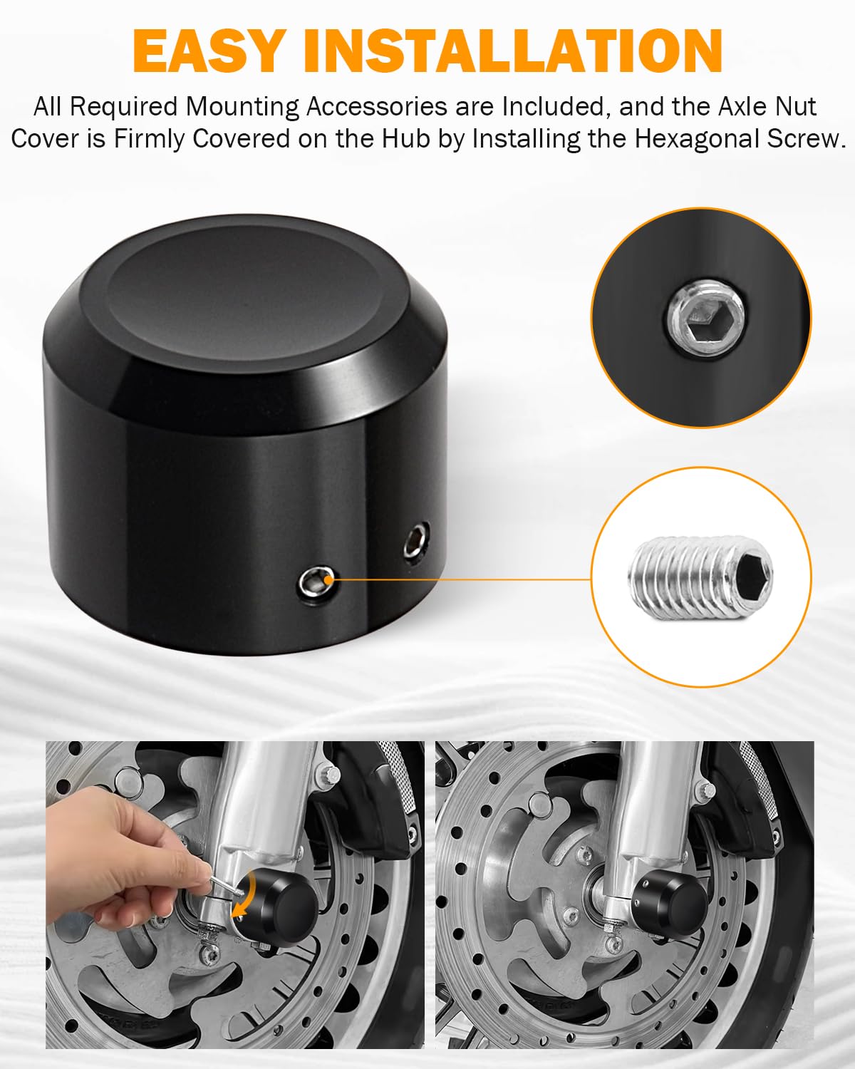 Snapklik.com : Black Front Axle Nut Cover Caps CNC Compatible For ...