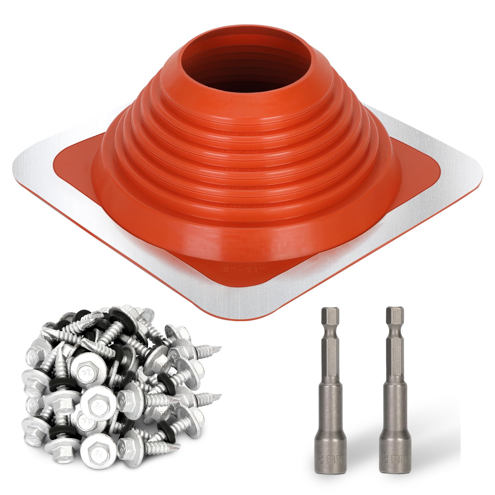 #7 Metal Roof Pipe Flashing Boot, Flexible Silicone High Temp Roof Boot ...