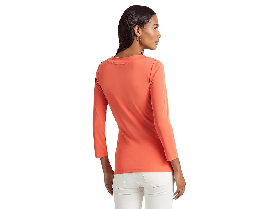 Lauren Ralph Lauren Stretch Jersey Surplice Top (Portside Coral) Women ...