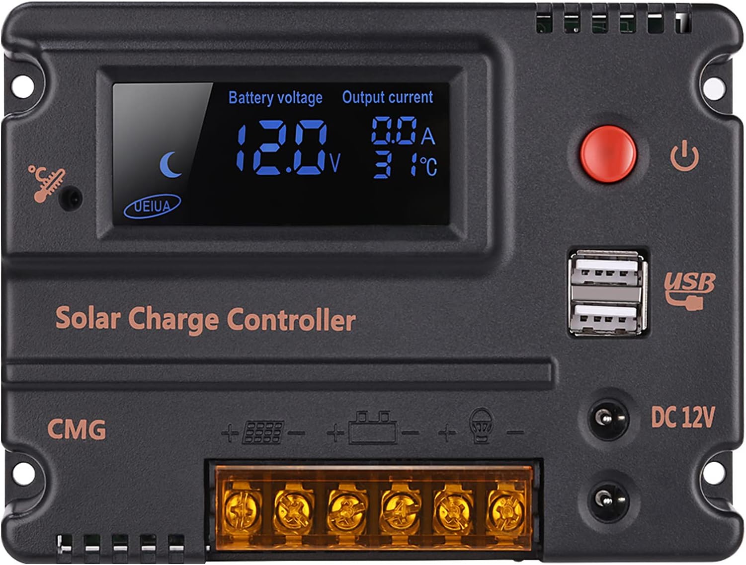 Amazon.com : 100A Solar Charge Controller with Dual USB Port 12V/24V ...