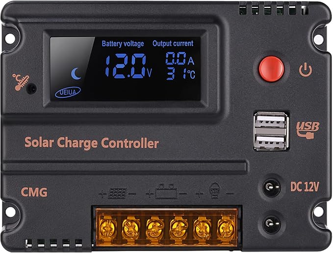 Amazon.com : GHB 20A 12V 24V Solar Charge Controller Auto Switch LCD ...