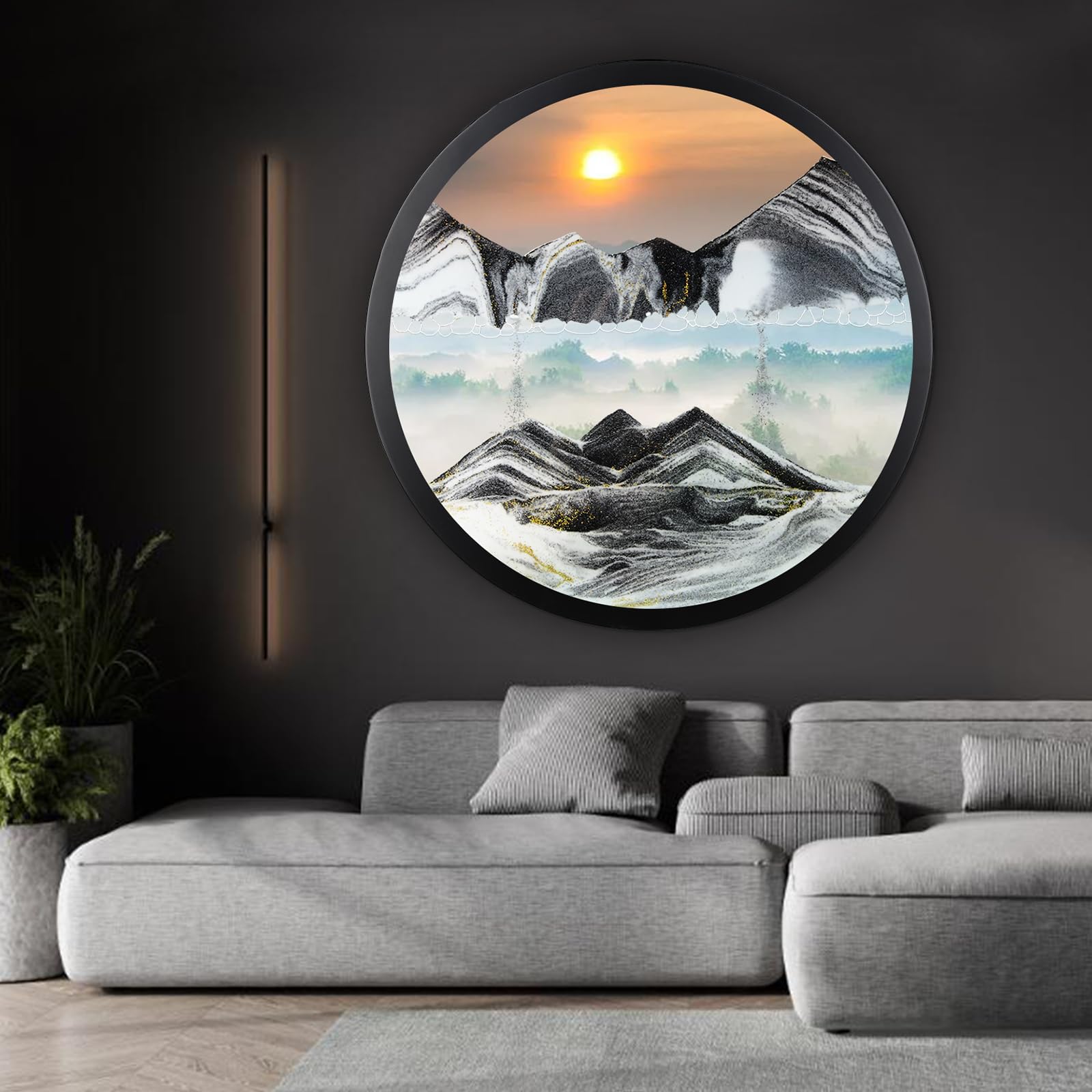 Omaiyoupin Moving Sand Art Picture Round Glass 3D Deep Sea Sandscape ...