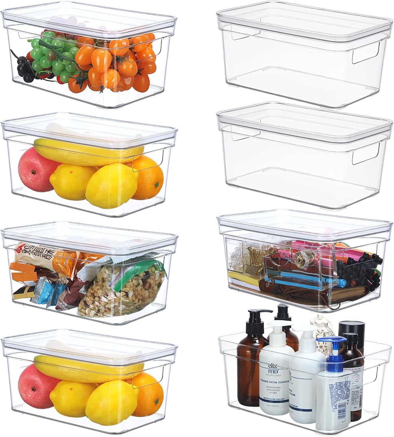 Amazon.com: 8 Pcs Clear Plastic Storage Bins with Lids Fridge ...