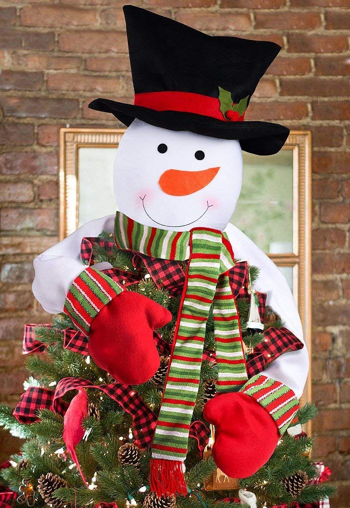 Fabric Christmas Tree Toppers Snowman Christmas Tree Topper With Santa ...