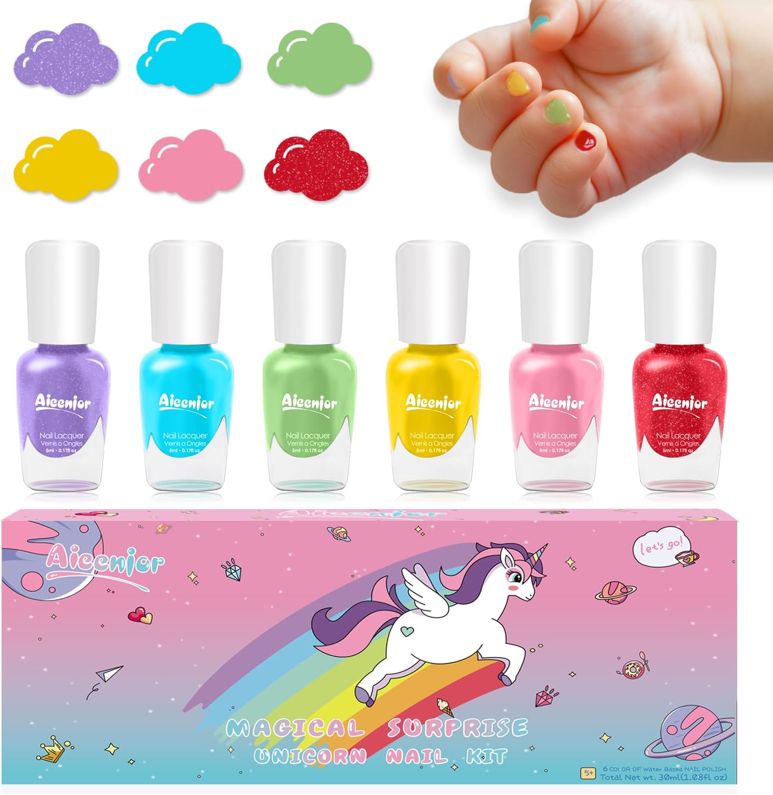 Amazon.com : ETYJO Kids Nail Polish Set 12 Rainbow Colors Quick Dry Non ...