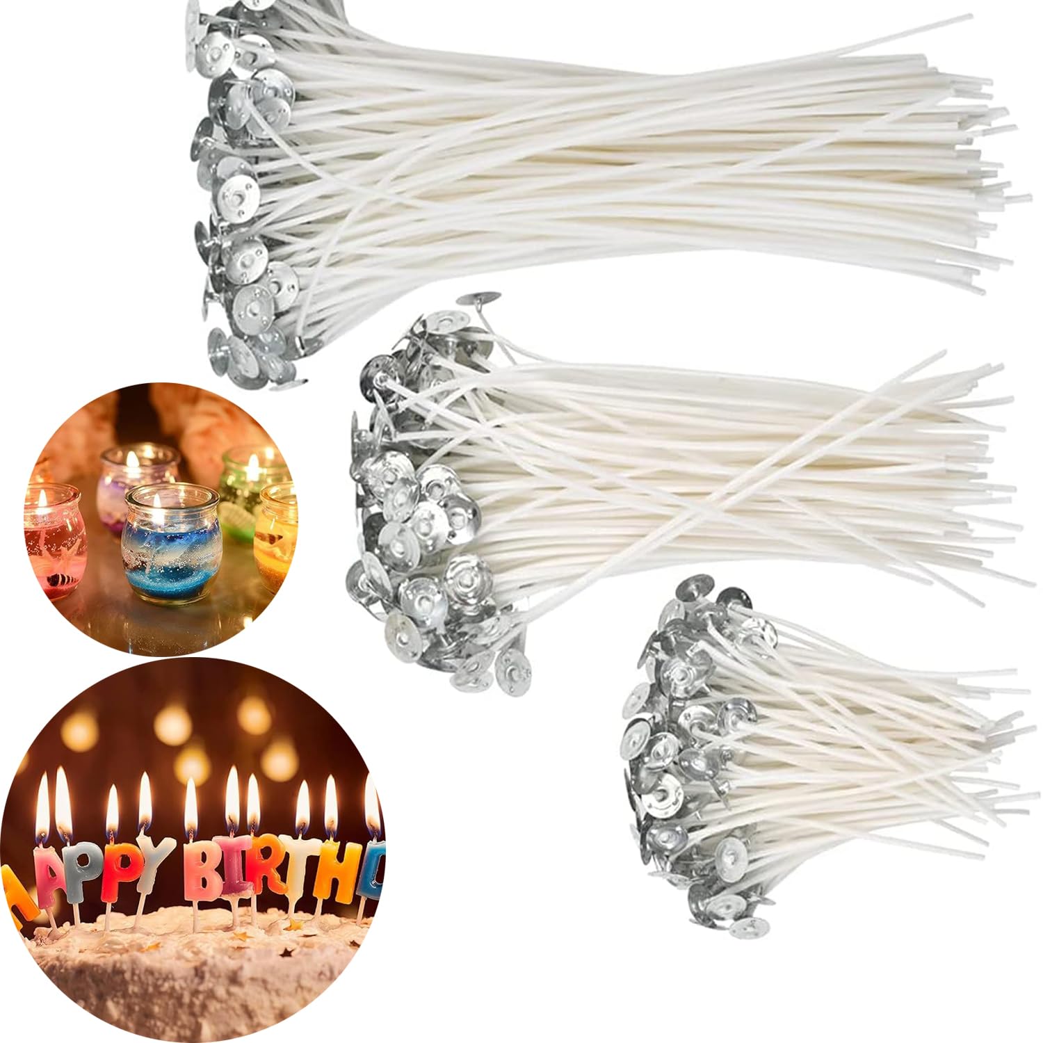 300 Pcs Low Smoke Natural Candle Wick Pre-Waxed Wick with Candle Making ...