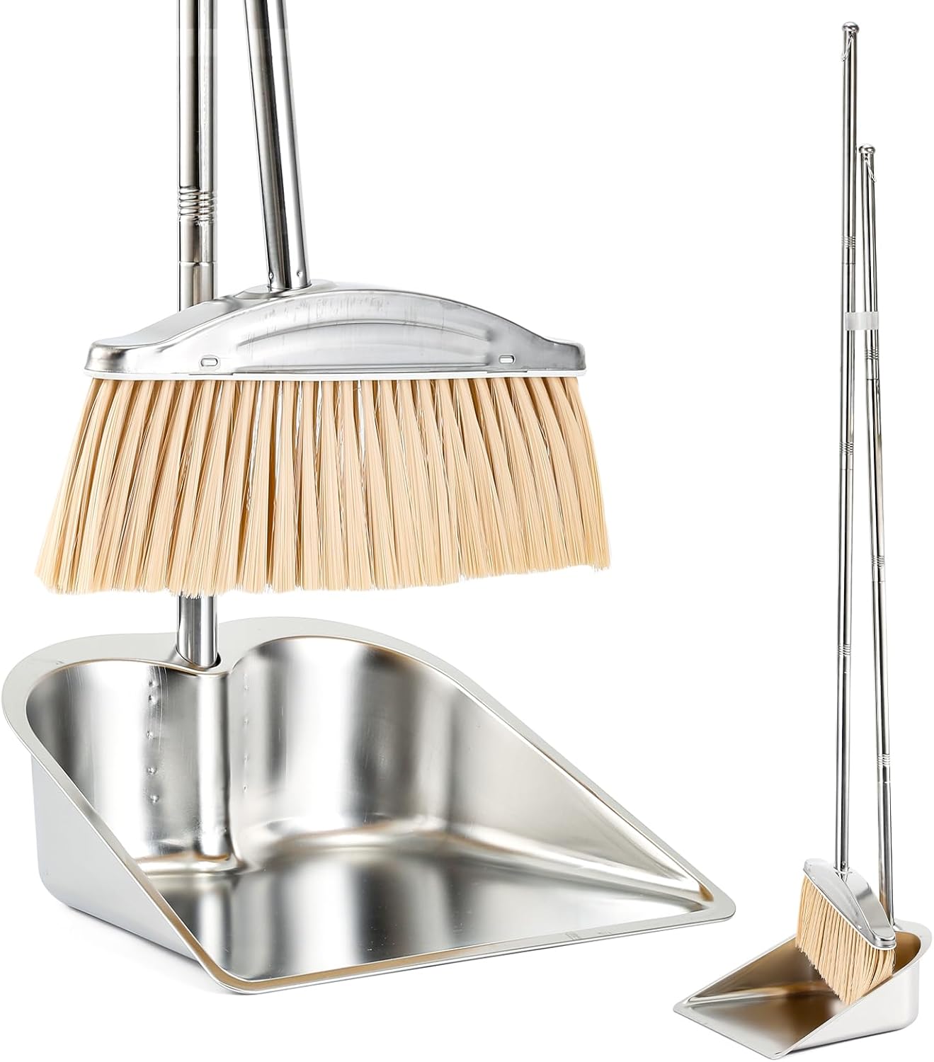 Amazon.com: VOOWO Broom with Dustpan Combo Set, 46" Stainless Steel ...
