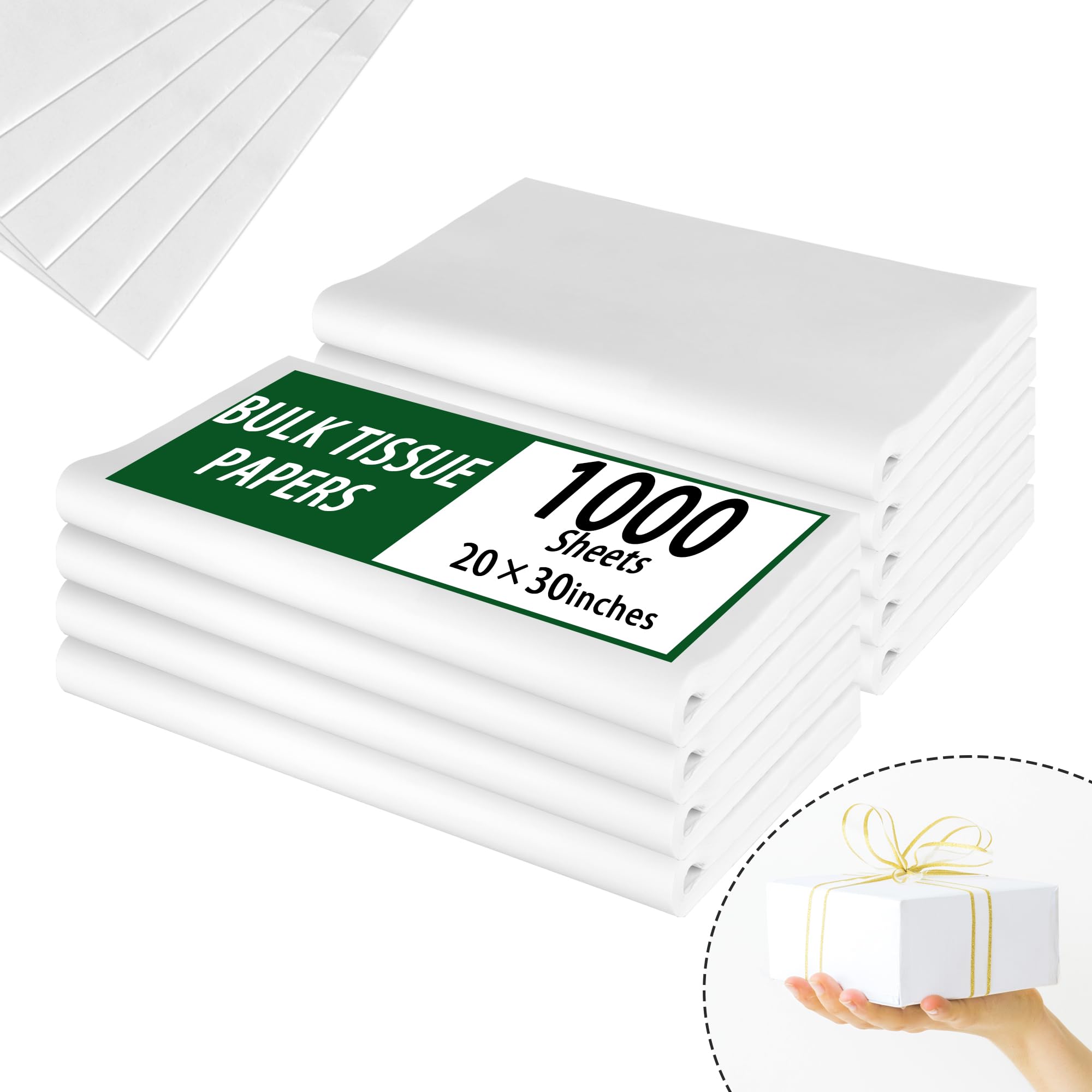 Amazon.com: PINWATT 1000 Sheets 20"X30" White Tissue Paper Bulk for ...