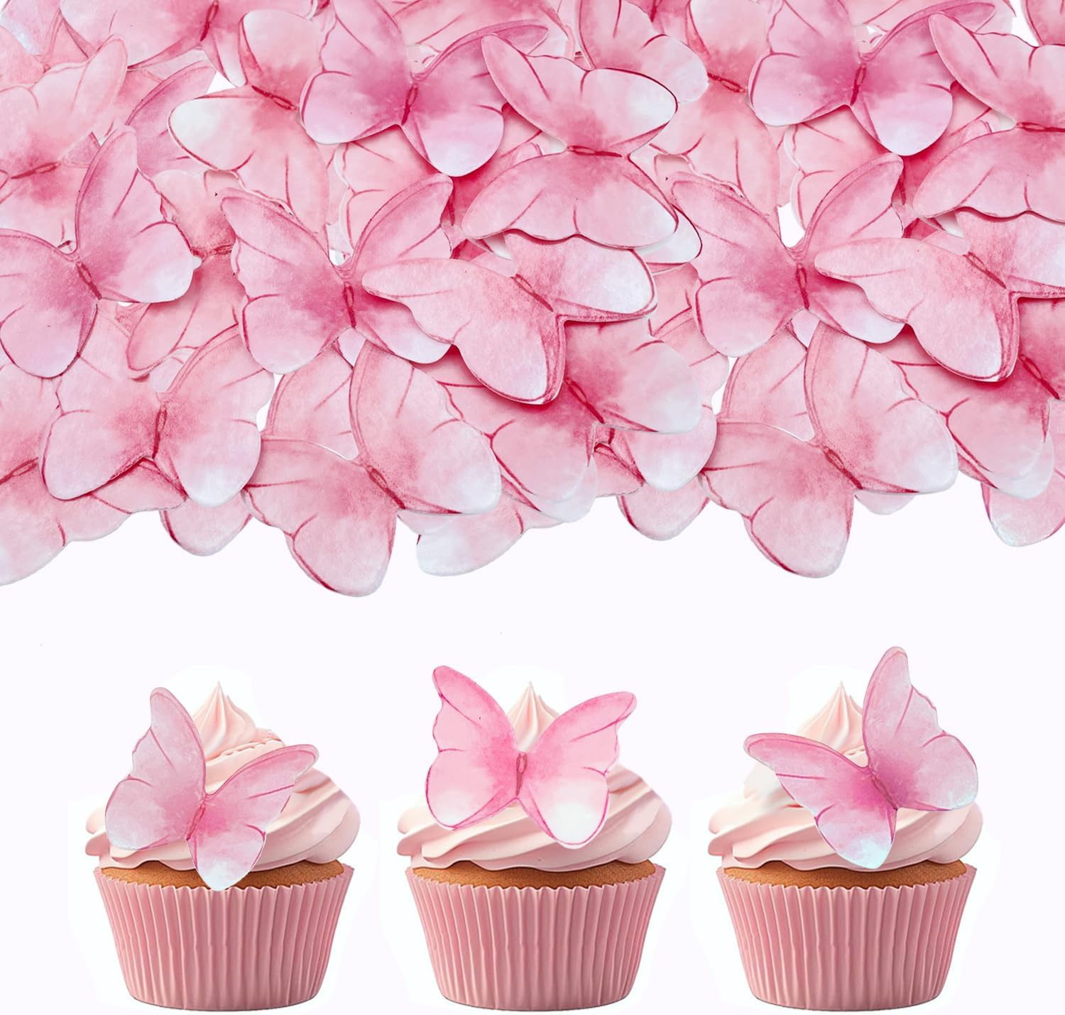 Amazon.com: Gyufise 48Pcs Edible Butterfly Cake Decorations Butterfly ...