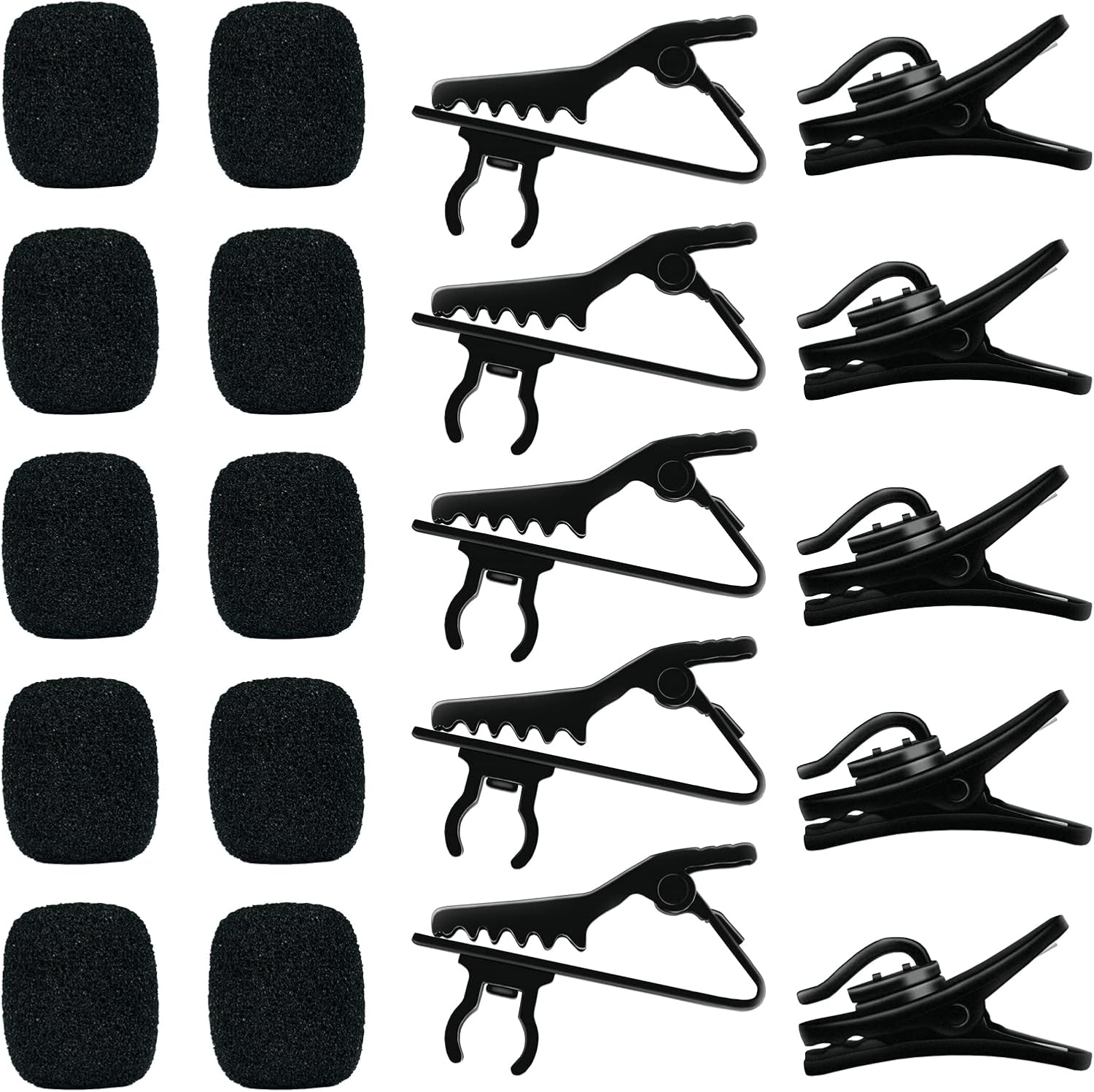 Cubilux 10 PCS Clips and Foam Cover Set for Lavalier Microphone, Lapel ...