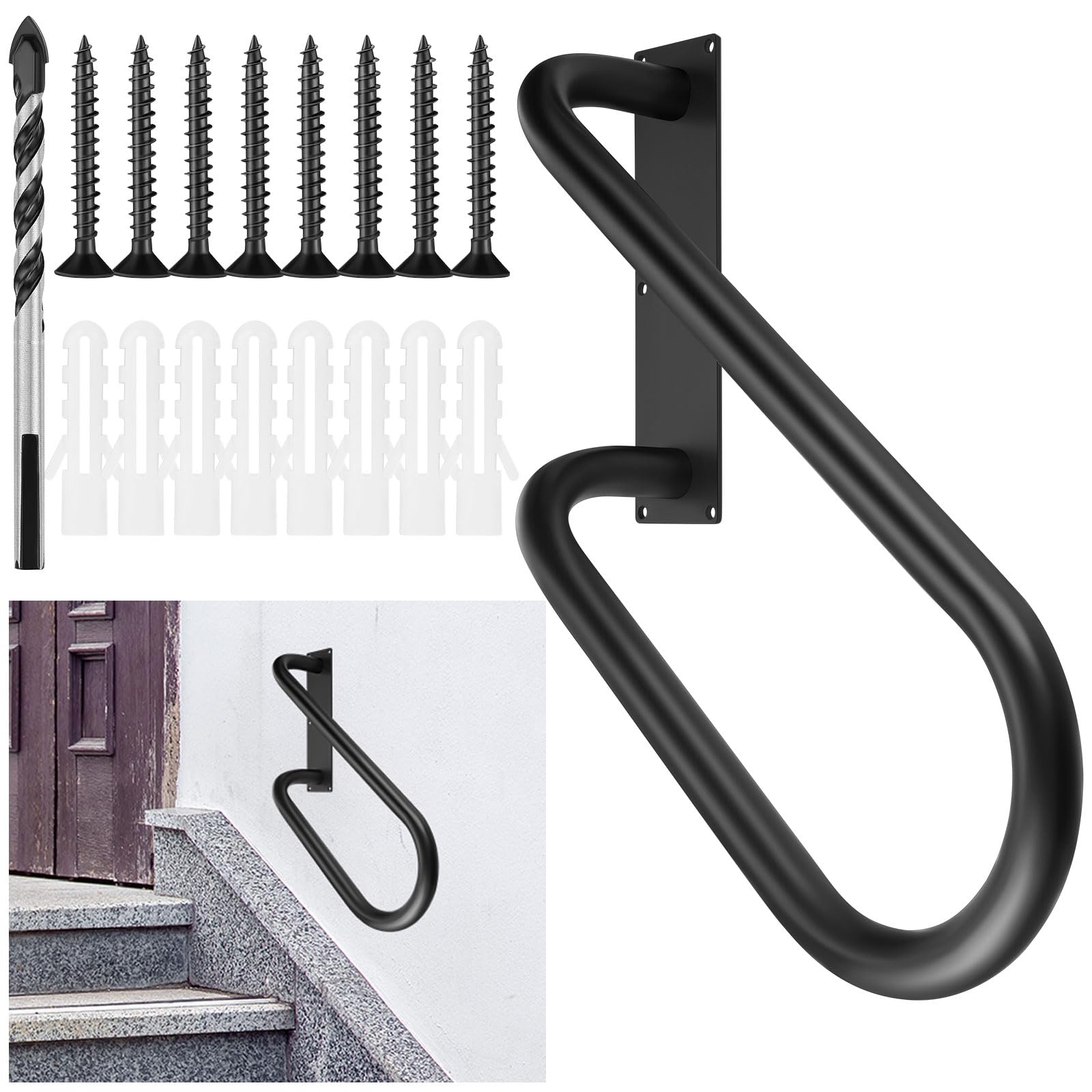 Pasimy Hand Rails for Outdoor Indoor Garage, Porch, Garden, Right Side ...