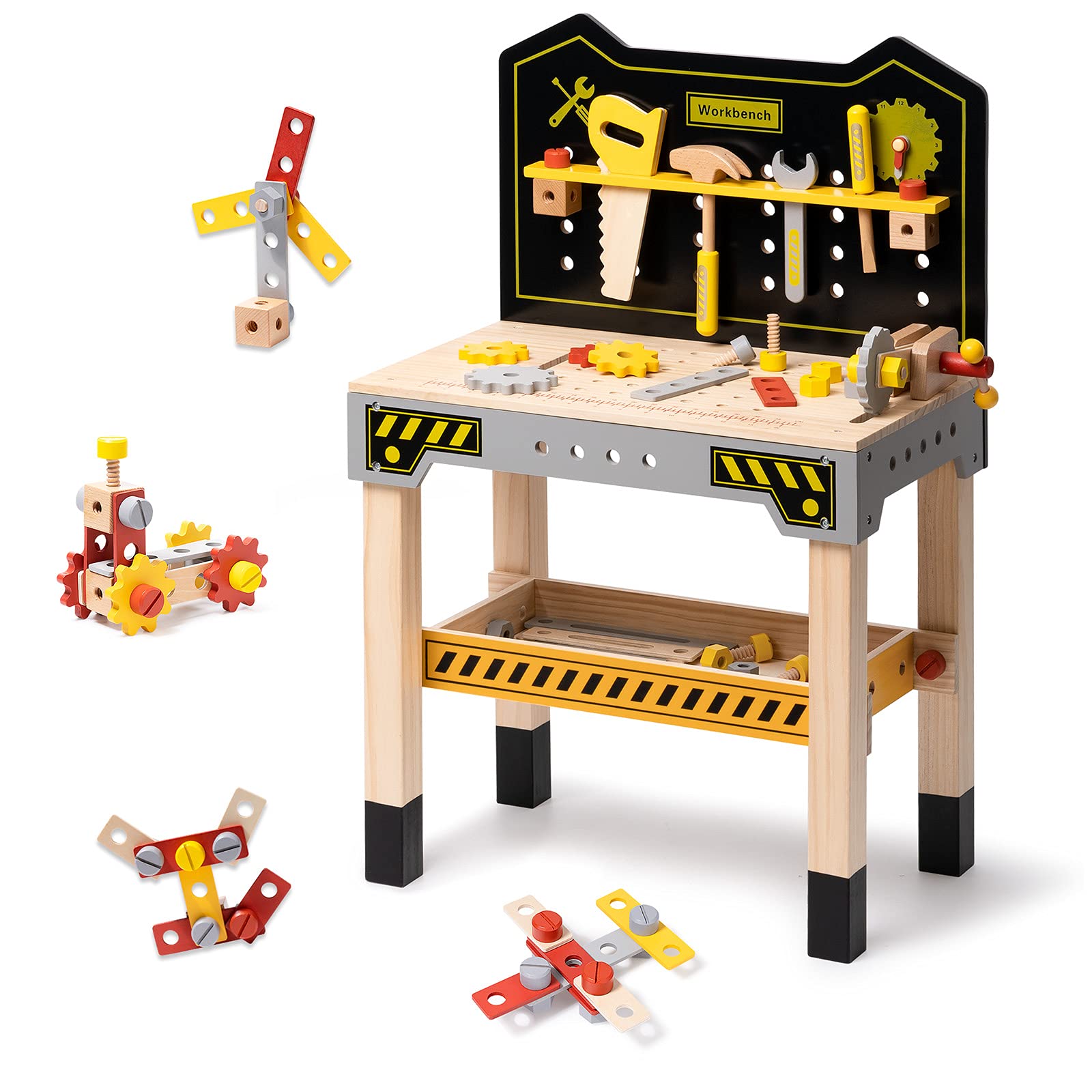 Buy ROBUD Wooden Workbench for Kids Tool Bench Table Preschool Toy ...