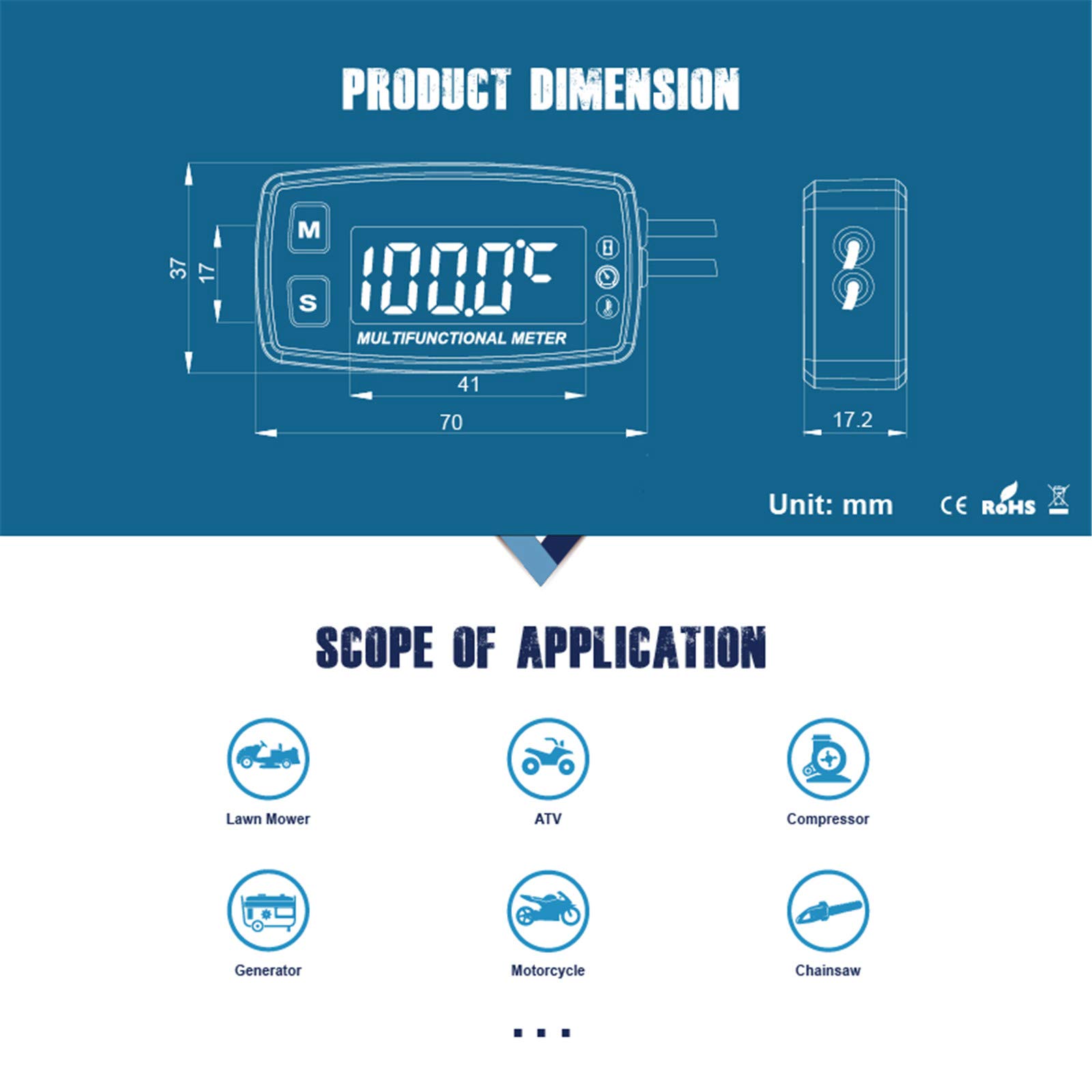 Runleader Digital LED Engine Hour Meter,RPM &Temperature Display ...