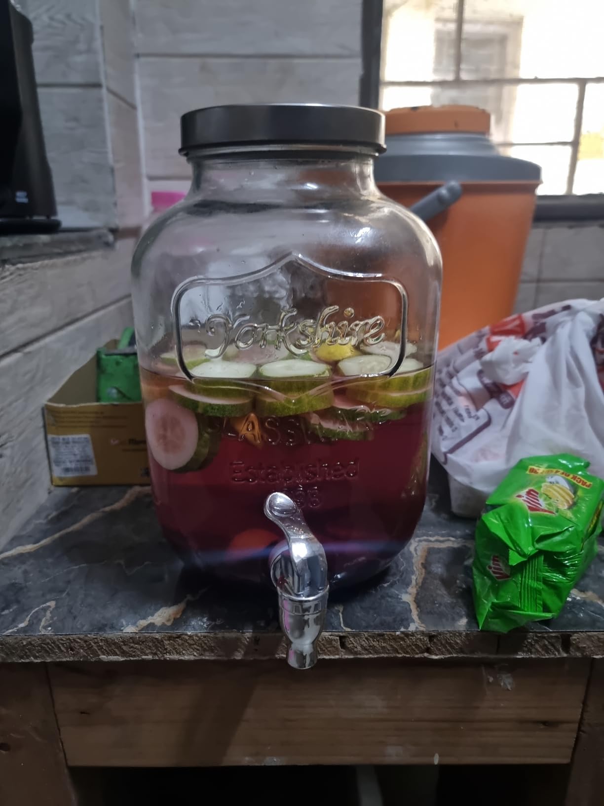 Buy UI Intros Storage Mason Jar Beverage Dispenser, Glass Air Tight ...