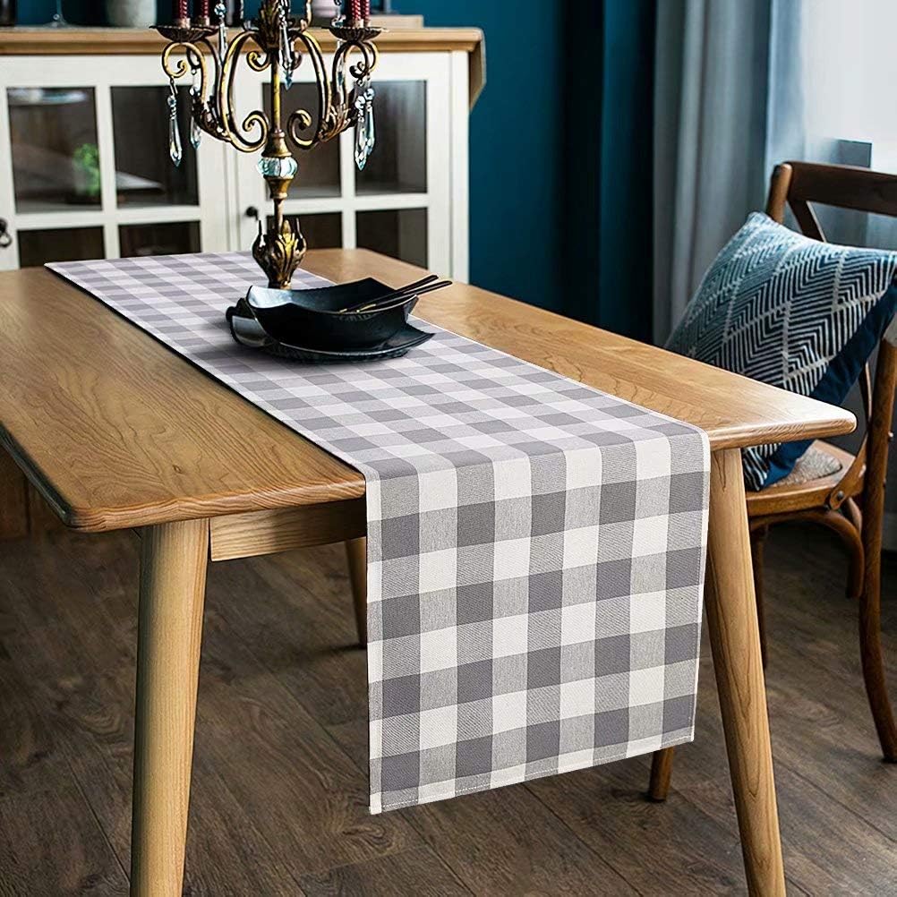 Long way 100% Cotton Dining Table Runner-13 by 72 inches,Buffalo Check ...