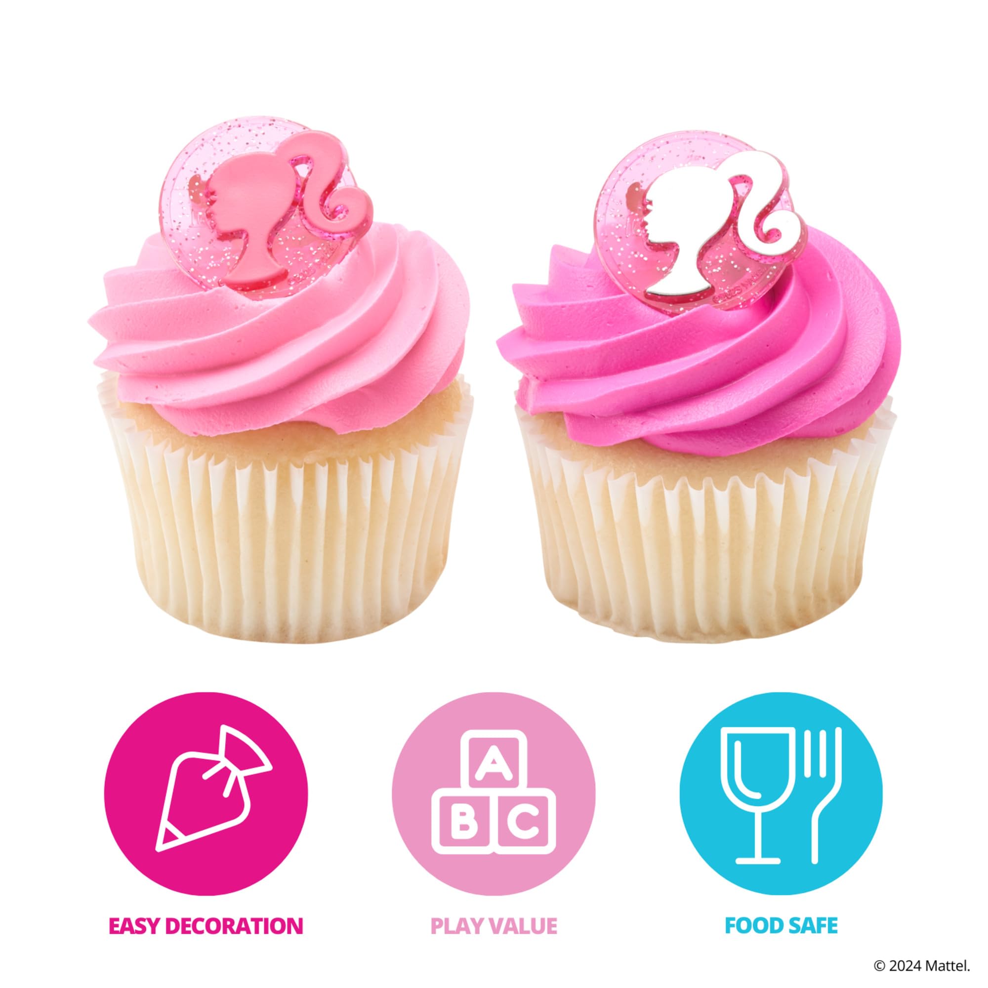 Snapklik.com : DecoPac Barbie Rings, 24 Barbie Silhouette Cupcake ...