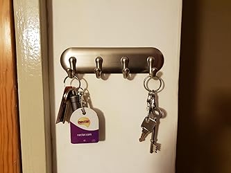 iDesign AFFIXX Self-Adhesive Key Holder with 4 Hooks, Small Plastic Key ...