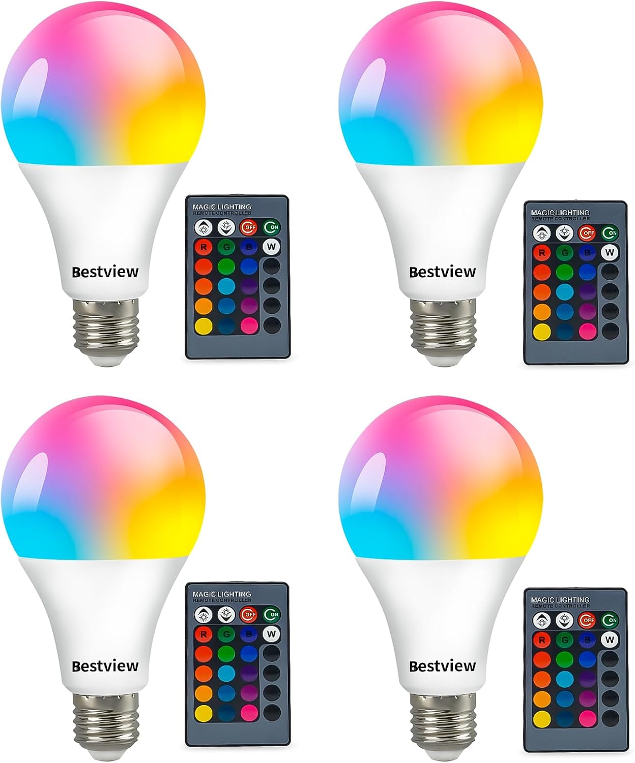 Amazon.com: Bestview RGB LED Light Bulb, Color Changing Light Bulbs ...