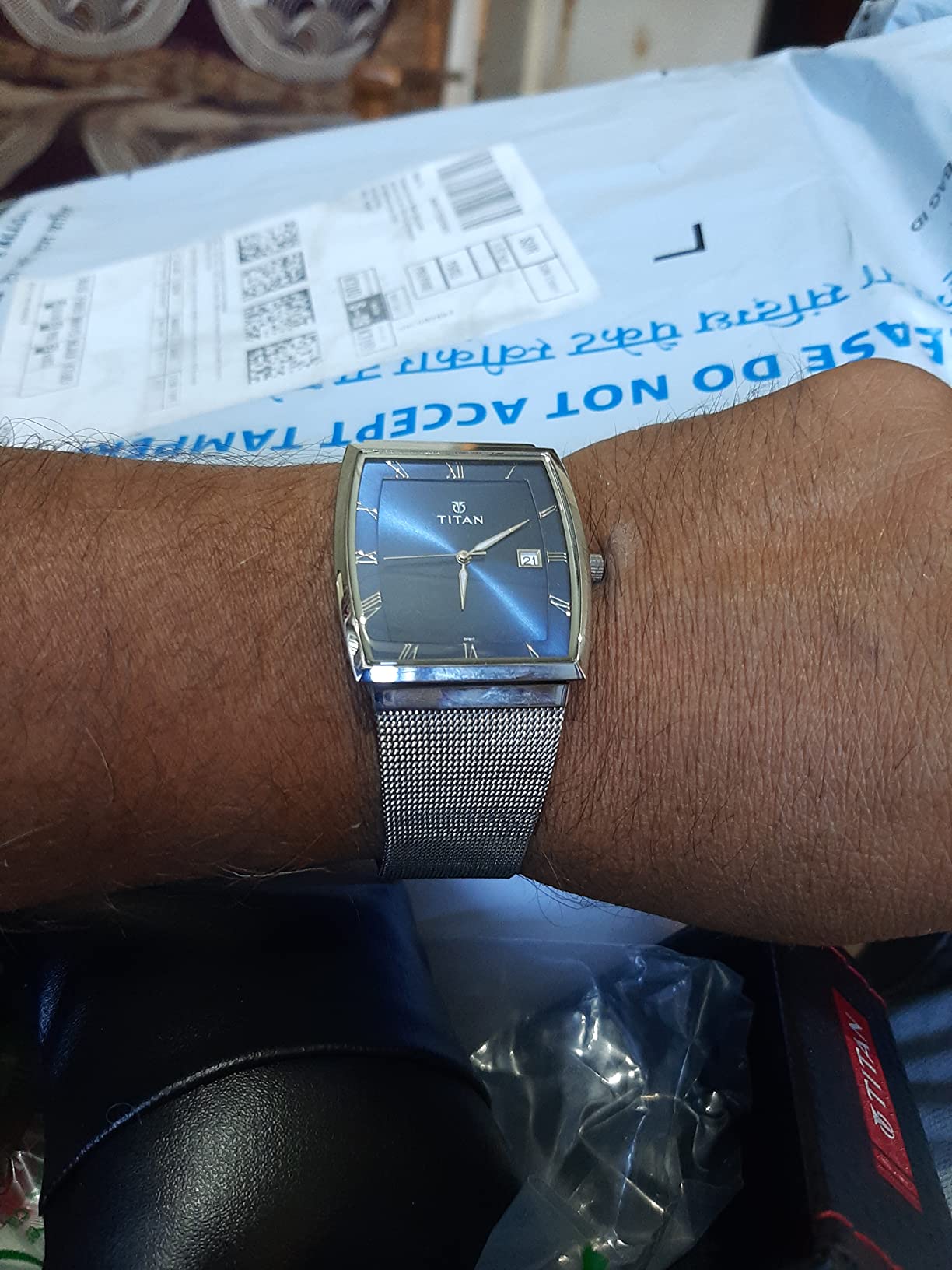 Titan Analog with Date Blue Dial Stainless Steel Strap Watch for Men ...