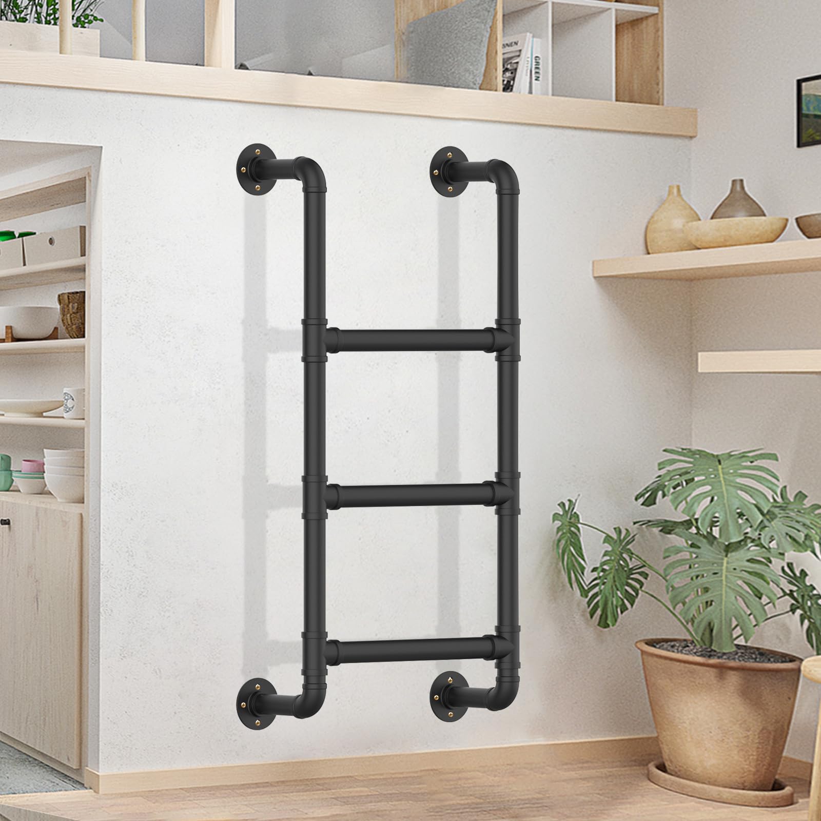 3-Rung Wall Mounted Metal Step Ladder, Basement Window Well Egress ...