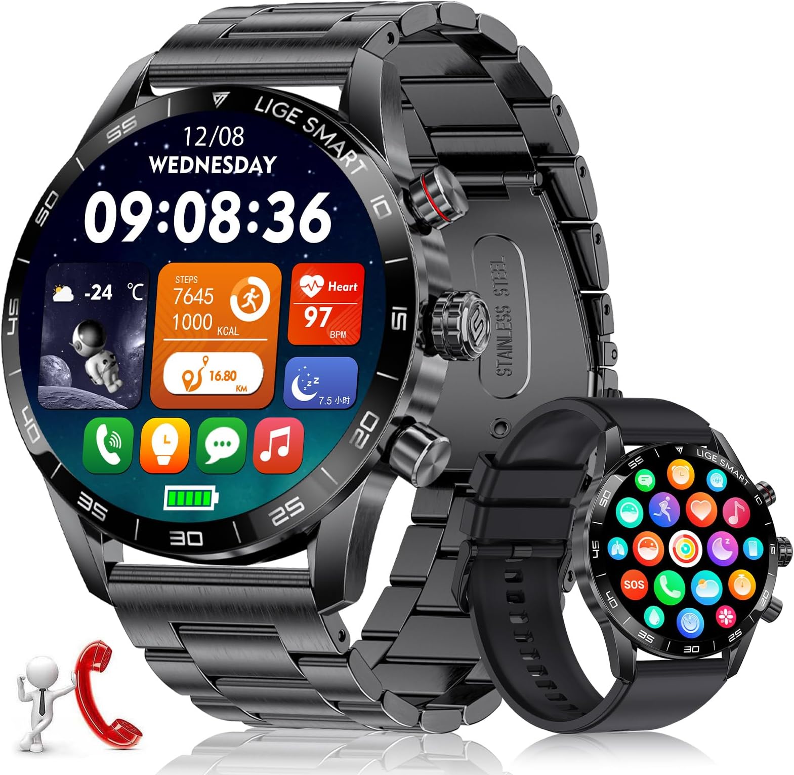 BANGWEI Smart Watch for Men Women,1.43" Smartwatch with Bluetooth Phone ...