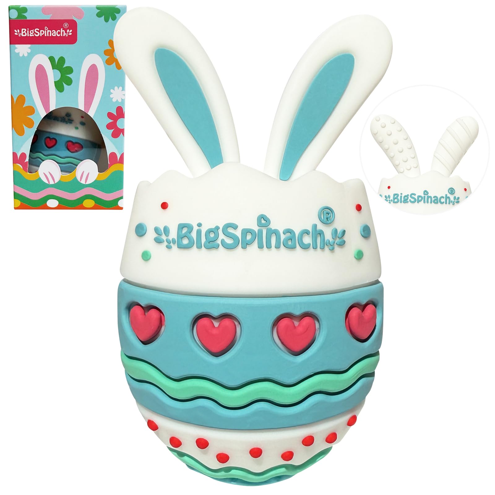 Amazon.com : BIGSPINACH Easter Egg Baby Teether,Baby Teething Toy for ...